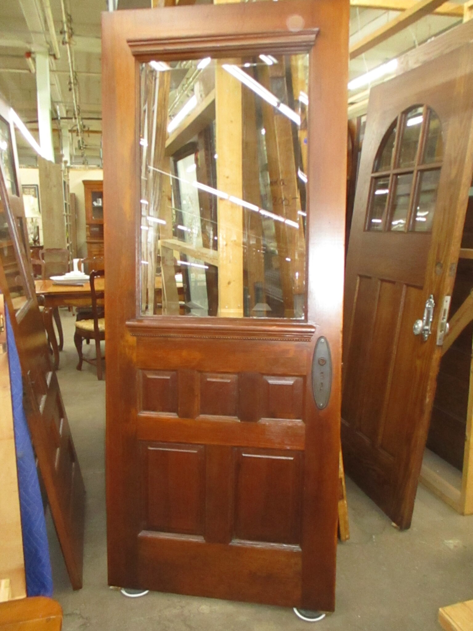 Raised Panel Wood Door with Beveled Glass Panel • The Architectural ...